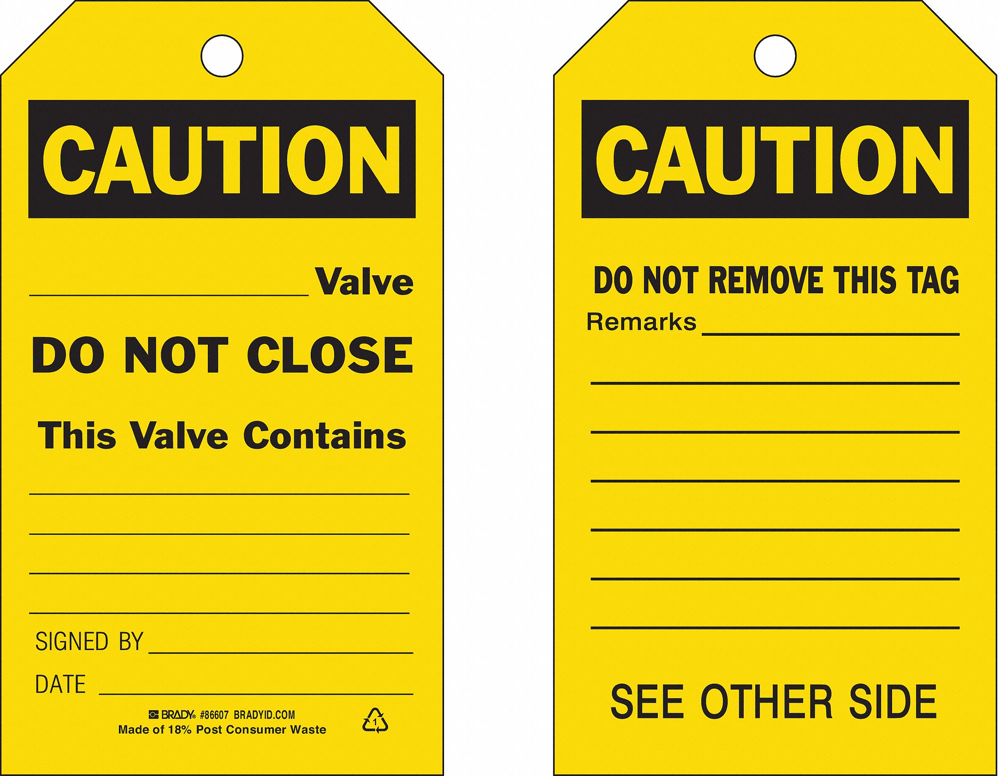 Black/Yellow, Cable Tie, Caution Tags - 9CMN6|86607 - Grainger