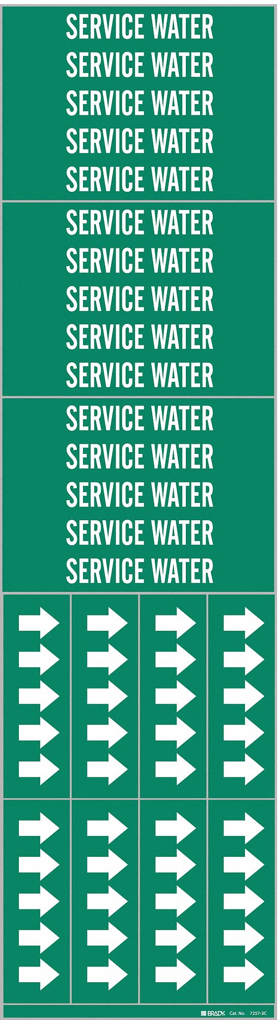 Service Water, Green, Pipe Marker - 9CMP4|7257-3C - Grainger