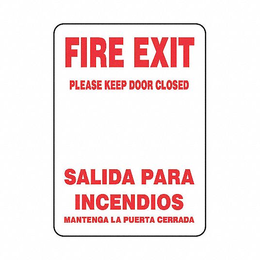 Aluminum, Spanish-Bilingual Emergency Exit Sign, 10" Width, 14" Height ...