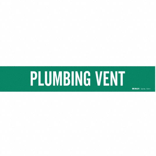 Plumbing Vent, Green, Pipe Marker - 9CR55|7214-1 - Grainger