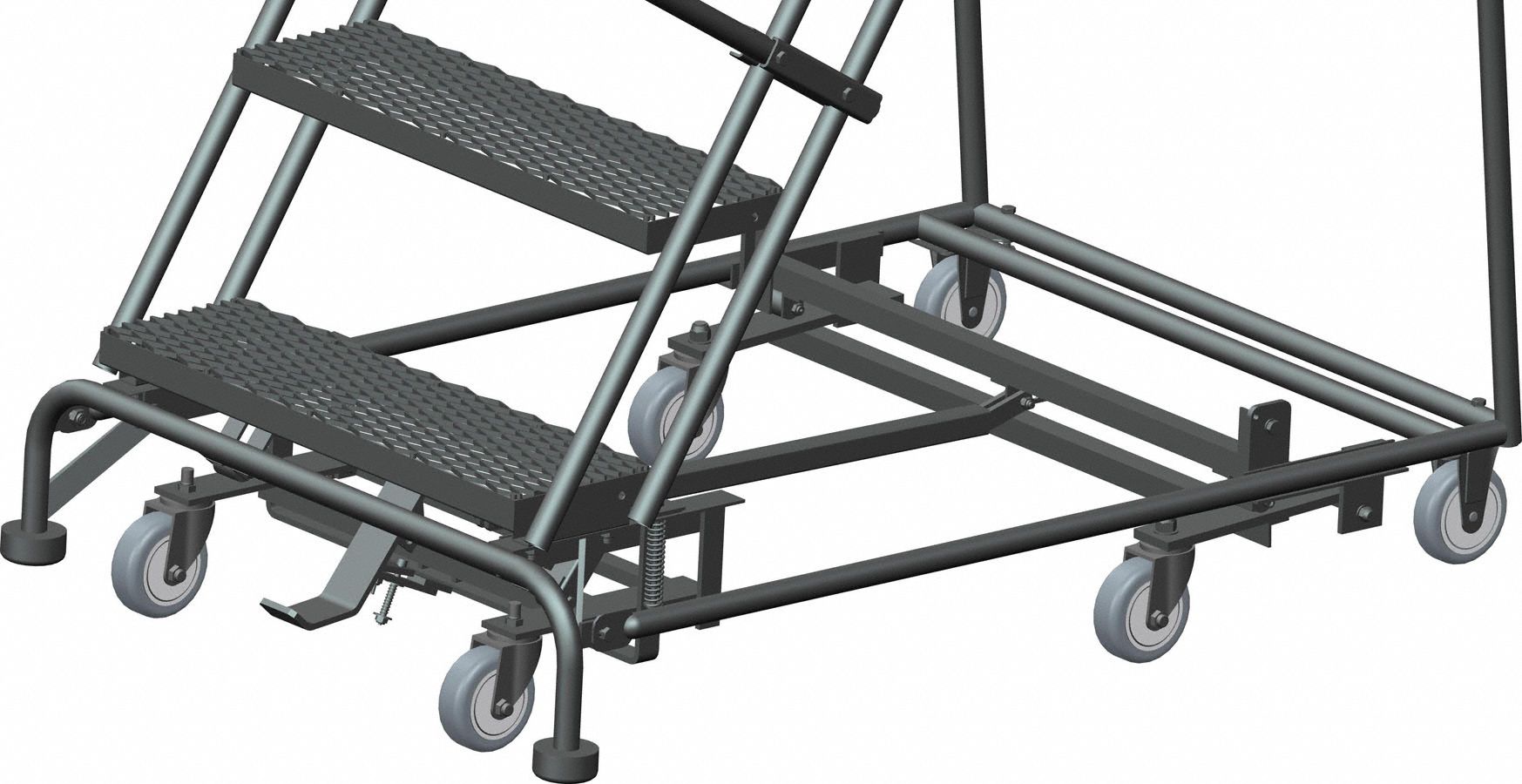 BALLYMORE 6-Step Rolling Ladder, Expanded Metal Step Tread, 93 in ...