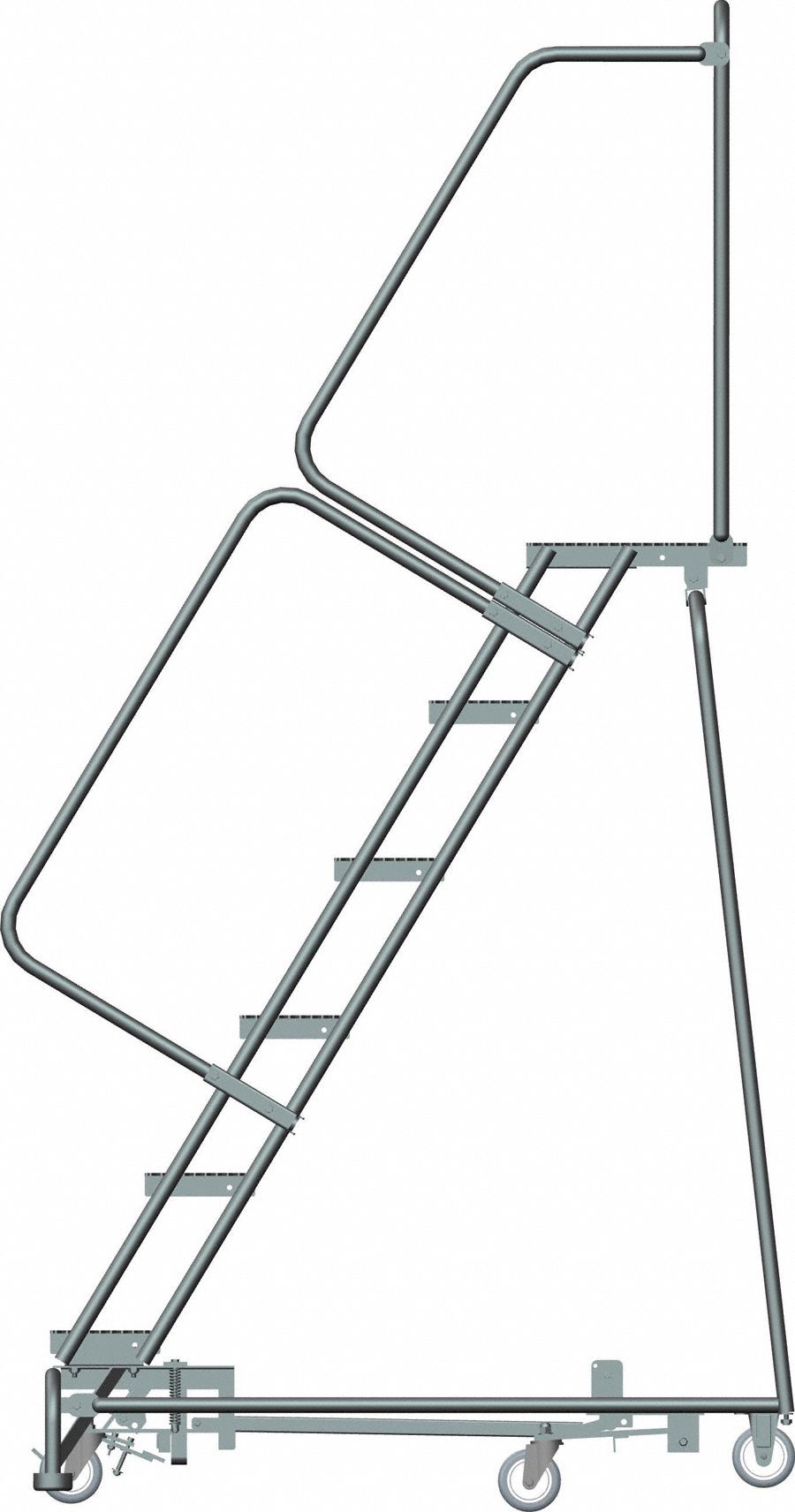 BALLYMORE 6-Step Rolling Ladder, Expanded Metal Step Tread, 93 in ...