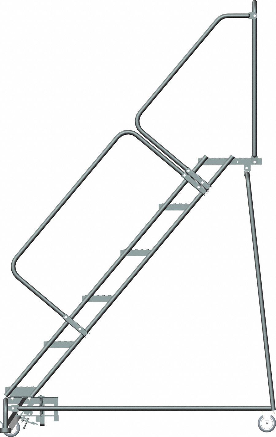 BALLYMORE 6-Step Rolling Ladder, Perforated Step Tread, 93 in Overall ...