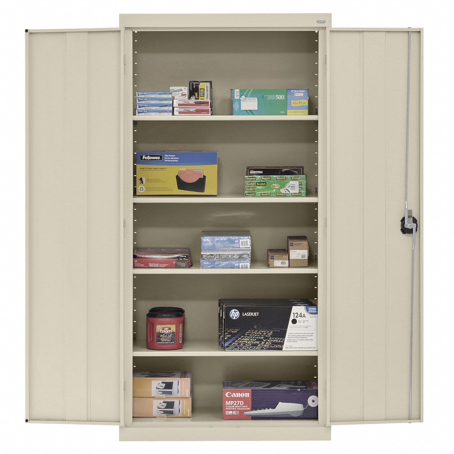 SANDUSKY Storage Cabinet: 36 in x 24 in x 72 in, Recessed Pull Handle ...