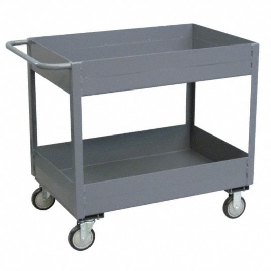 Flat Handle Deep Shelf Utility Cart, Load Capacity 1200 lb, Number of ...