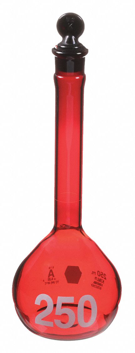 Borosilicate Glass, 250 mL Capacity - mL, Volumetric Flask - 9D698 ...