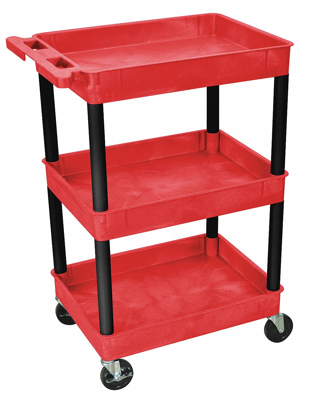 Flat Handle Utility Cart, 300 lb Load Capacity, Number of Shelves 3, 24 ...