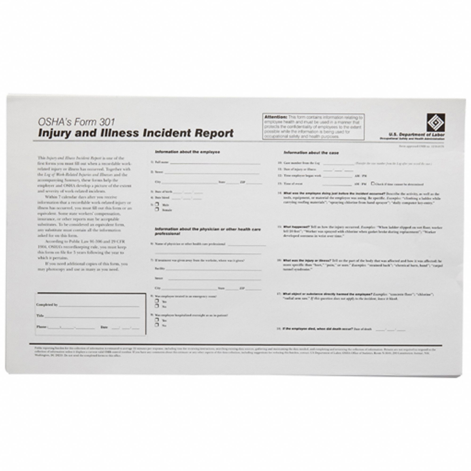 BRADY, OSHA Forms - 9DUV0|OR301E - Grainger