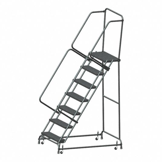7-Step Rolling Ladder, Expanded Metal Step Tread, 103 in Overall Height ...