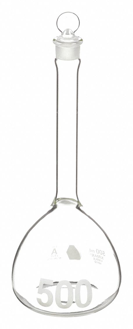 Borosilicate Glass, 500 mL Capacity - mL, Volumetric Flask - 9E888 ...