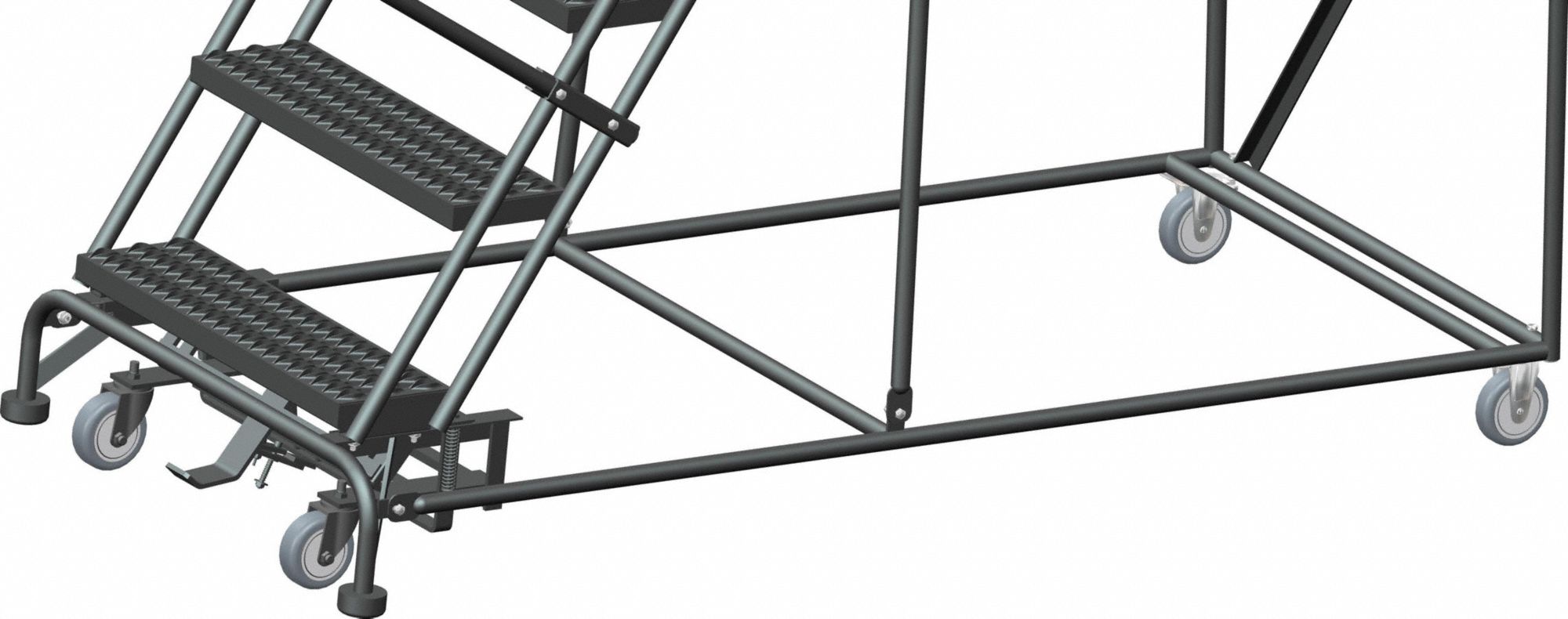 BALLYMORE 8-Step Safety Rolling Ladder, Serrated Step Tread, 113 in ...