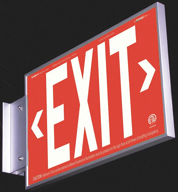 Aluminum, Exit Sign, 14-7/8" Width, 9-1/4" Height, Double-Sided No ...