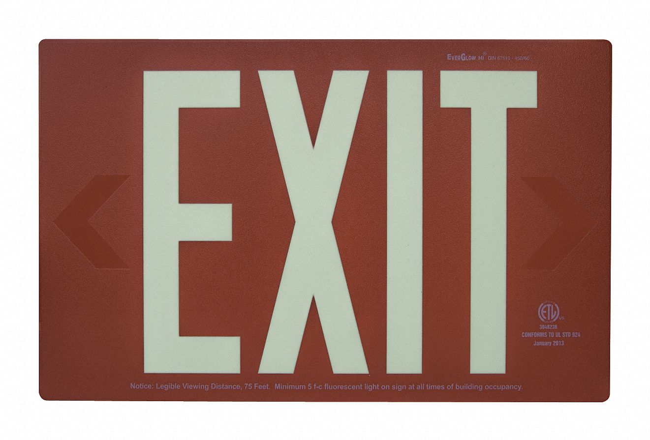 Aluminum, Exit Sign, 13-5/8" Width, 8-1/2" Height, Double-Sided No ...