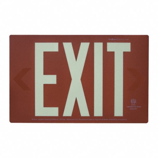 Aluminum, Exit Sign, 13-5/8" Width, 8-1/2" Height, Double-Sided No ...
