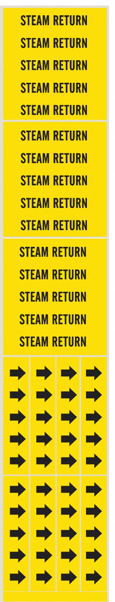 Steam Return, Yellow, Pipe Marker - 9F216|7271-3C - Grainger