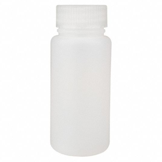 LAB SAFETY SUPPLY Wide Mouth Round Bottle, Plastic, 250 mL, Clear, 12 ...