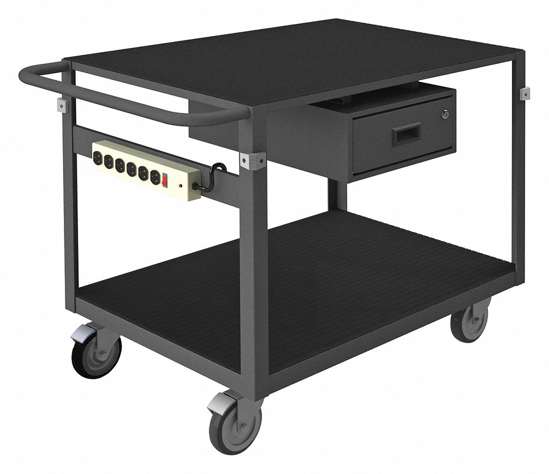 1,000 lb Load Capacity, 36 in x 24 in, Instrument Cart with Flush Metal ...