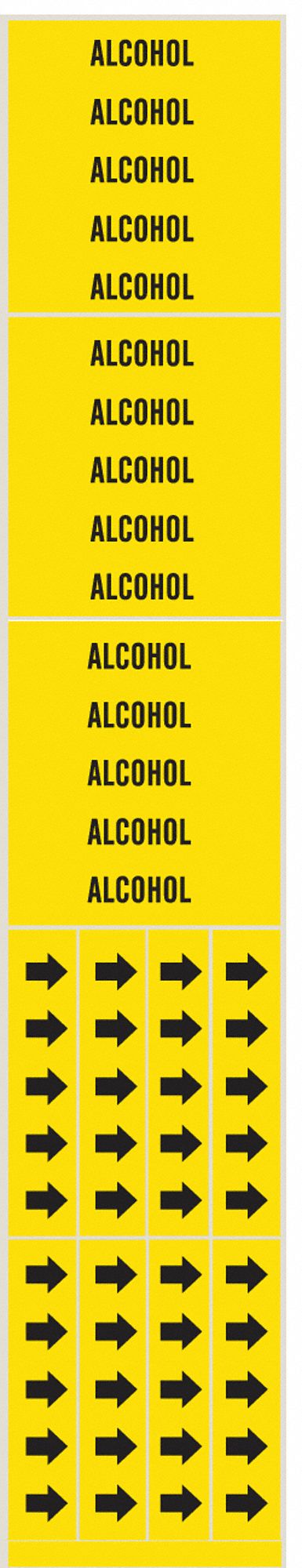 Alcohol, Yellow, Pipe Marker - 9F892|7012-3C - Grainger
