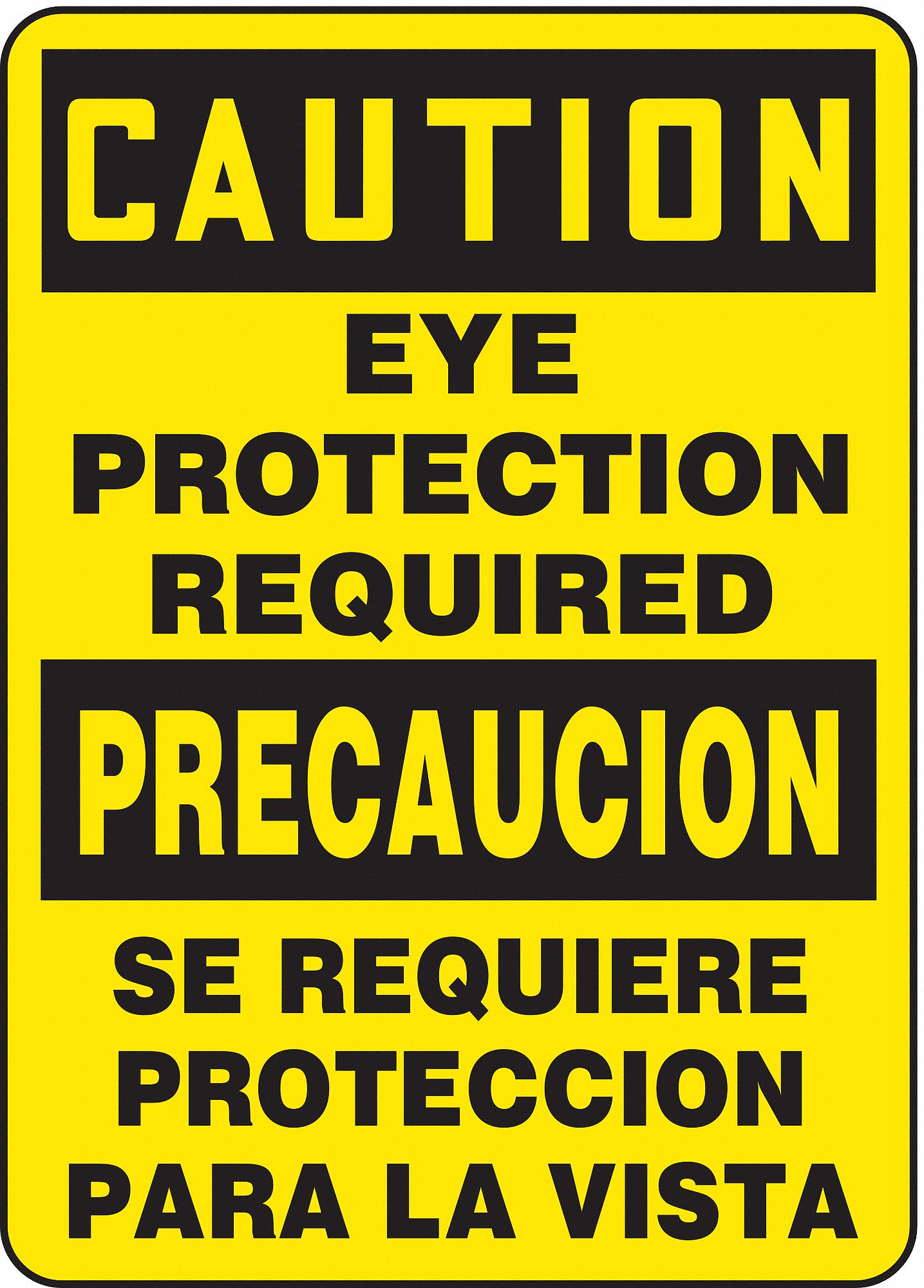 Spanish-Bilingual Caution Sign, Eye Protection Required/Se Requiere ...