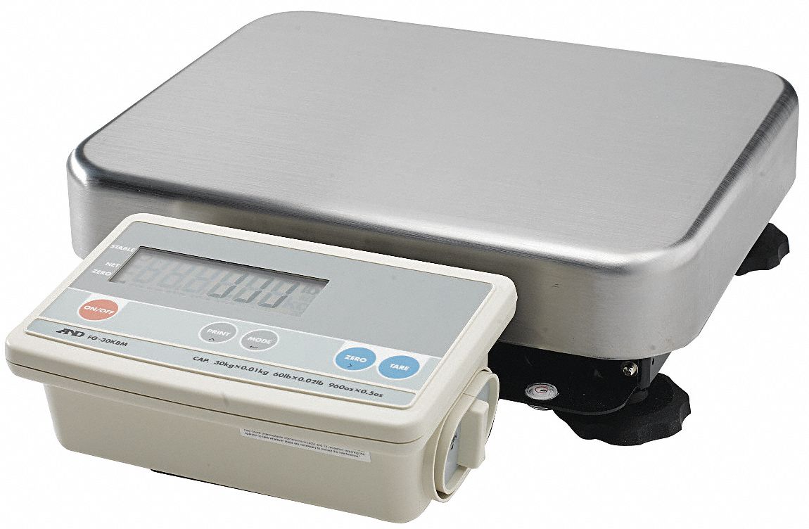 A&D WEIGHING, 60 lb Wt Capacity, 15 in Weighing Surface Dp, Bench Scale ...