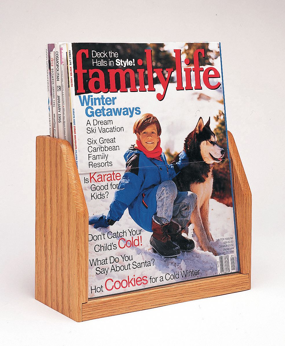 1 Compartments, Medium Oak, Magazine Counter Rack - 9FE77|MT1-MO - Grainger