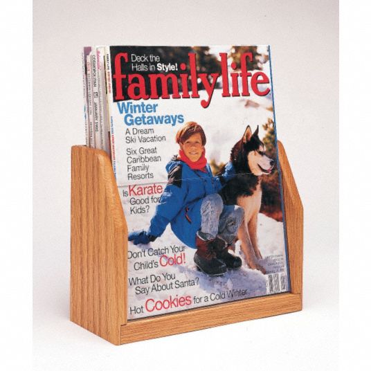 1 Compartments, Medium Oak, Magazine Counter Rack - 9FE77|MT1-MO - Grainger