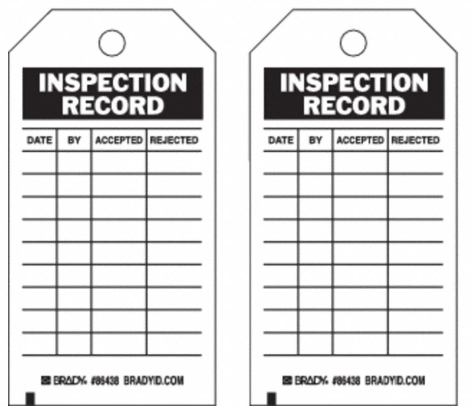 BRADY Etiqueta d/inspeccion,5-3/4plg.,PQ10 - Etiquetas Colgantes para ...