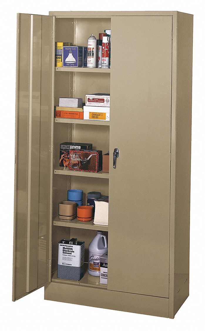 Commercial Storage Cabinet, Tan, 78 in H X 36 in W X 18 in D ...