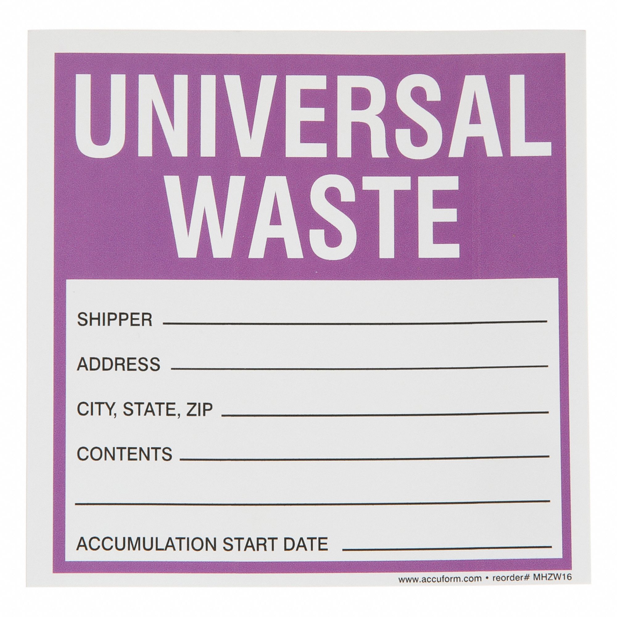 ACCUFORM, Universal Waste, 4 in x 4 in, DOT Handling Label - 9P016 ...