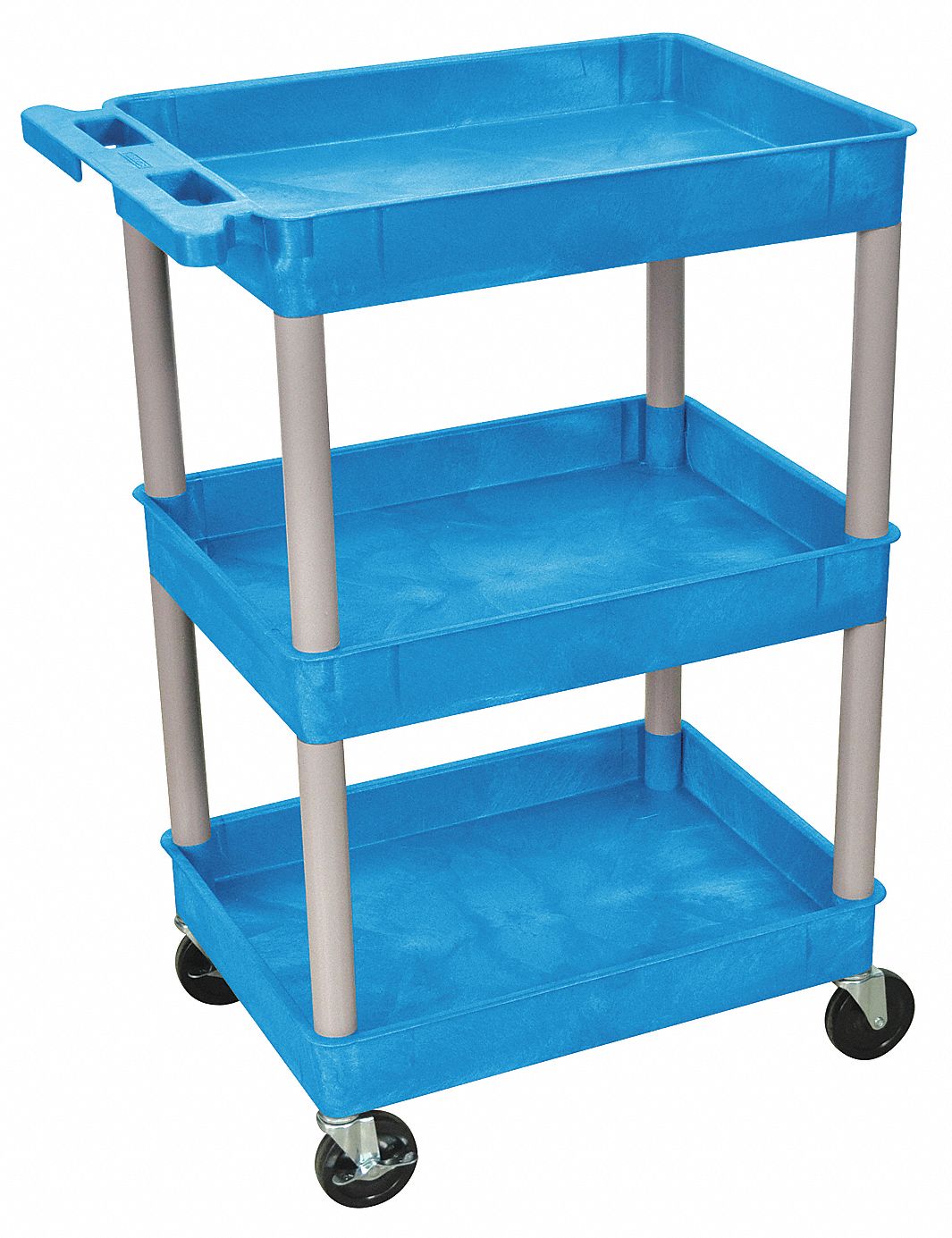 Flat Handle Utility Cart, 300 lb Load Capacity, Number of Shelves 3, 24 ...