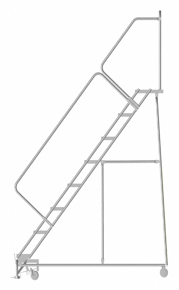 8-Step Rolling Ladder, Perforated Step Tread, 113 in Overall Height ...