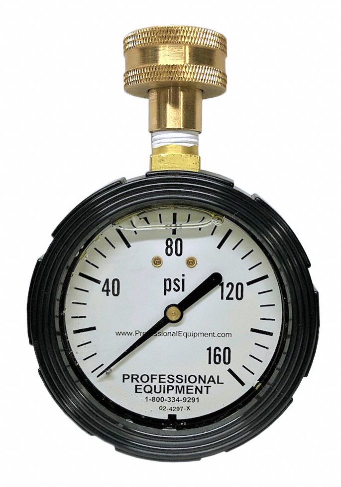 PROFESSIONAL EQUIPMENT, Home Water Line Test Kit, 0 psi to 160 psi ...