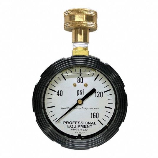 PROFESSIONAL EQUIPMENT, Home Water Line Test Kit, 0 psi to 160 psi ...