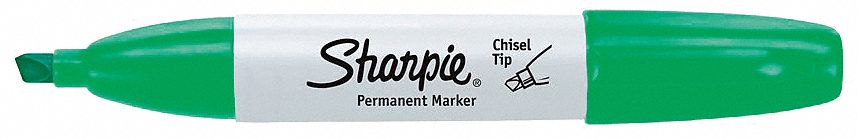 Permanent Marker, Green, Marker Tip Chisel, PK 12 - Grainger