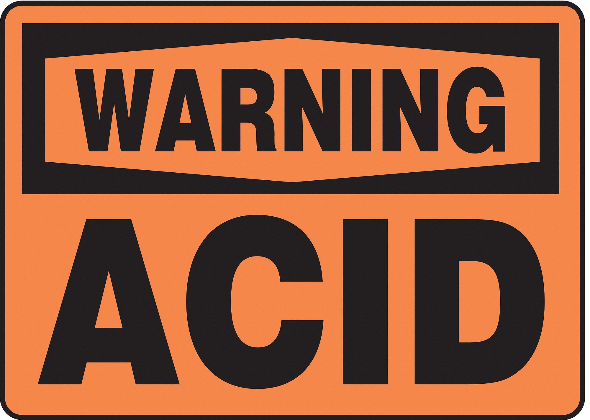 Warning Sign, Acid, Header Warning, Rectangle, 10 in Height, 14 in ...