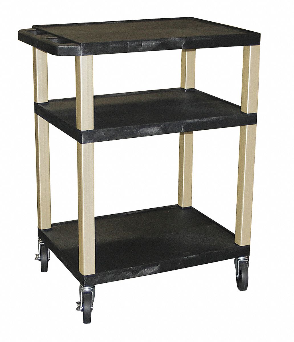 Flat Handle Utility Cart, 300 lb Load Capacity, Number of Shelves 3, 24 ...