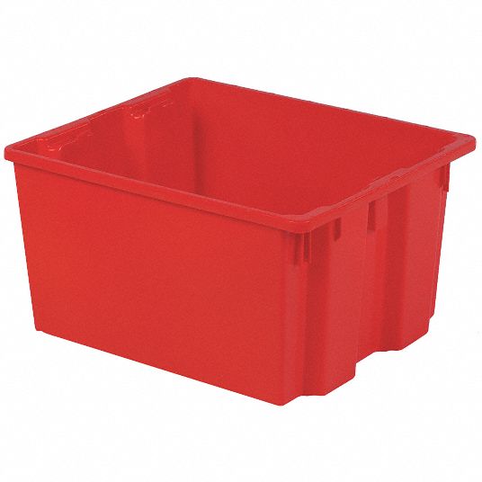 Stack and Nest Container, Red, 13 inH x 24 inL x 20 inW, 1EA - Grainger