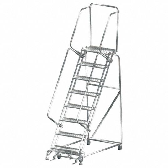 8-Step Rolling Ladder, Perforated Step Tread, 113 in Overall Height ...