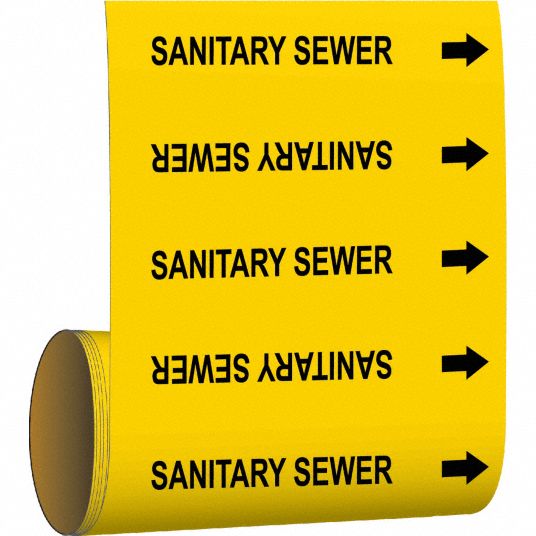 Sanitary Sewer, Yellow, Pipe Marker - 9K960|41474 - Grainger