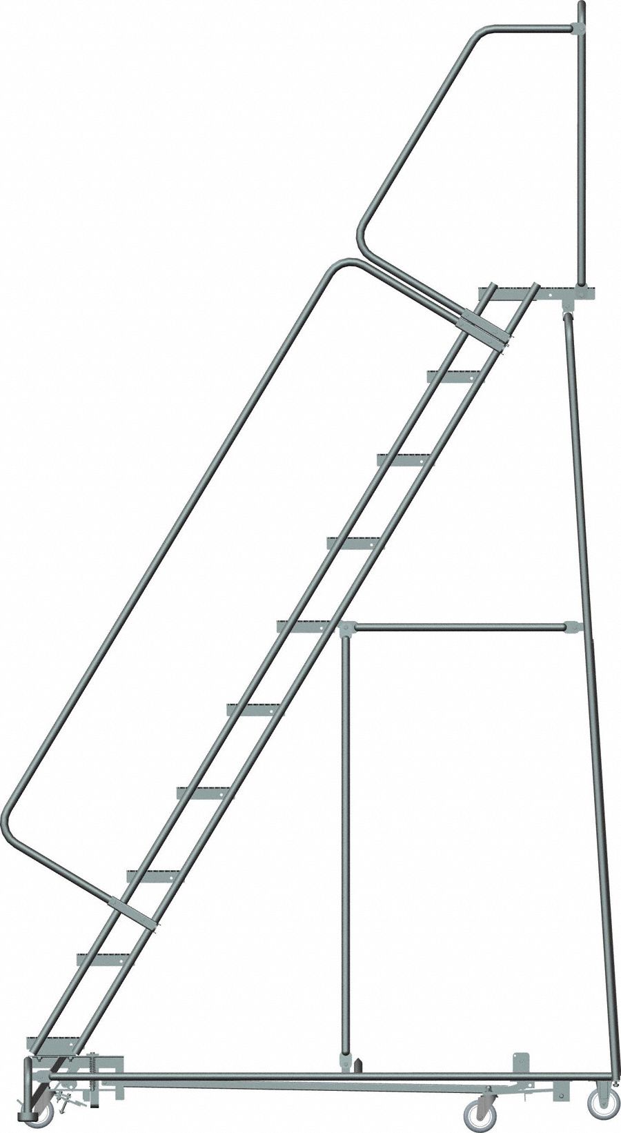 BALLYMORE 10-Step Rolling Ladder, Expanded Metal Step Tread, 133 in ...