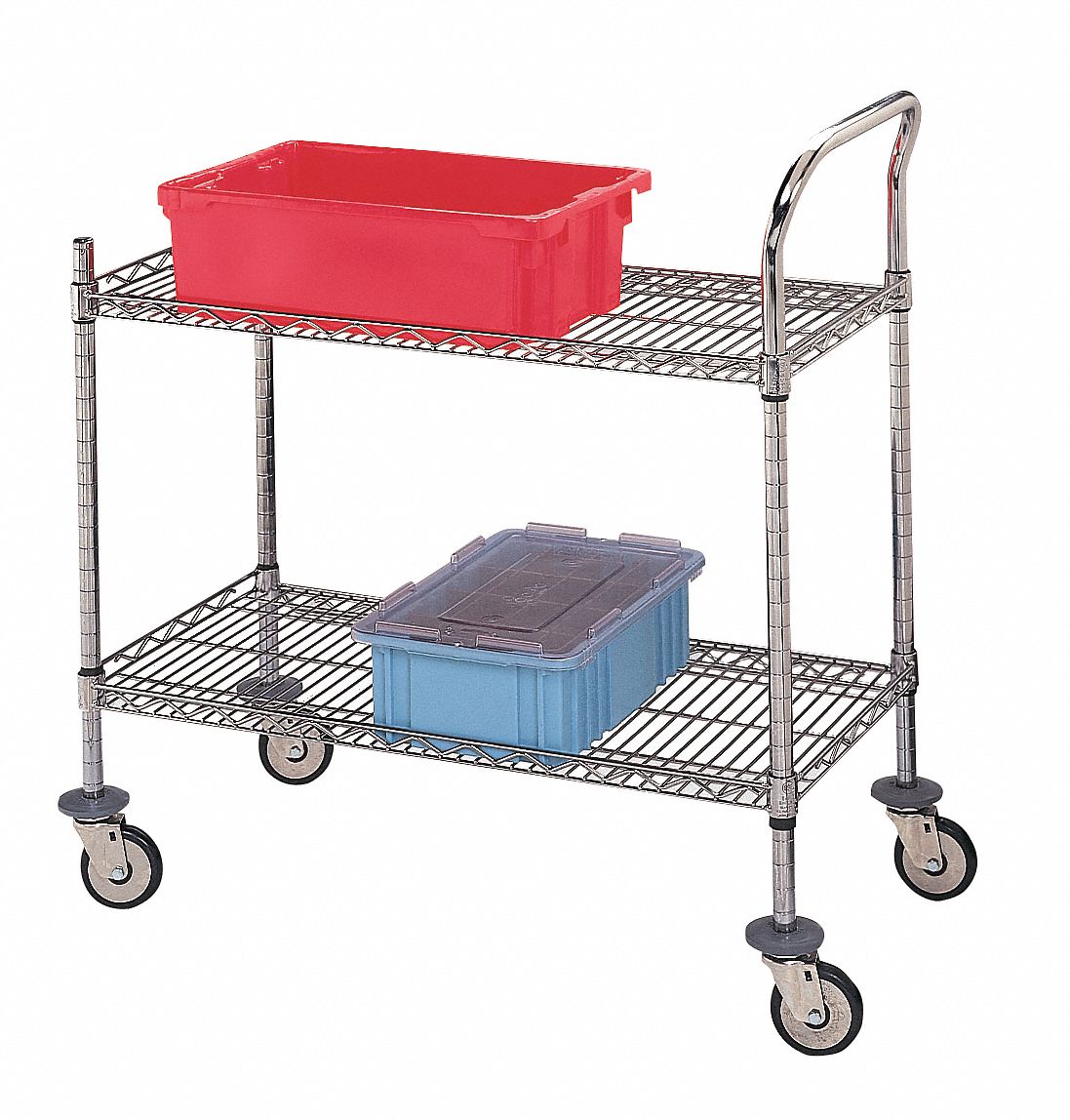 500 lb Load Capacity, (4) Swivel, Utility Cart with Three-Sided Lipped ...