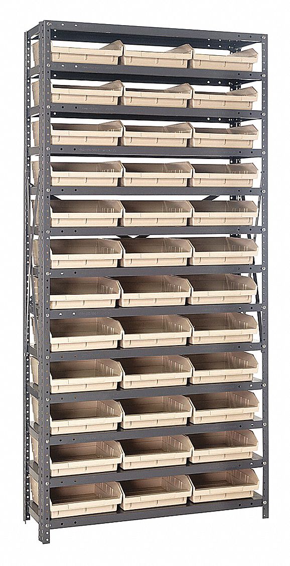 QUANTUM STORAGE SYSTEMS, 36 in x 12 in x 75 in, 1 Sided, Bin Shelving ...