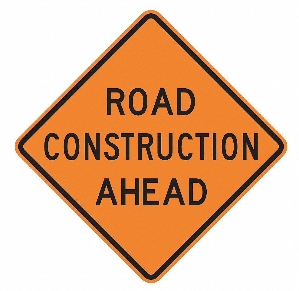 30 in x 30 in Nominal Sign Size, Aluminum, Road Construction Sign ...