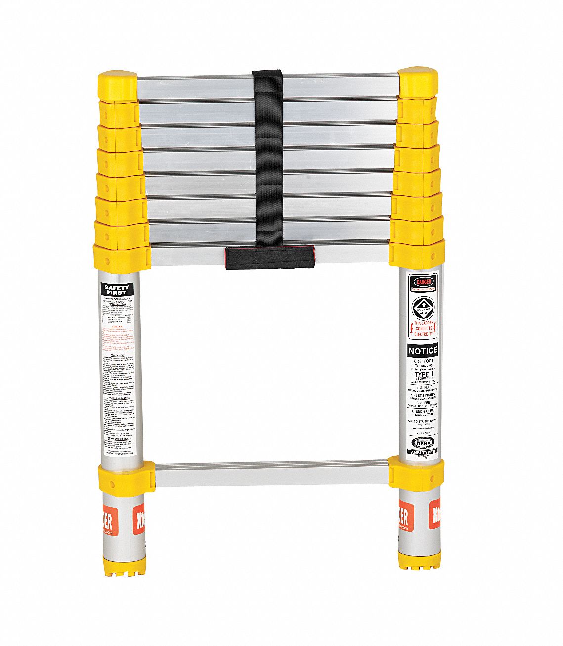 8 ft 6 in Extended Ladder Height Telescoping Ladder, 225 lb Load ...