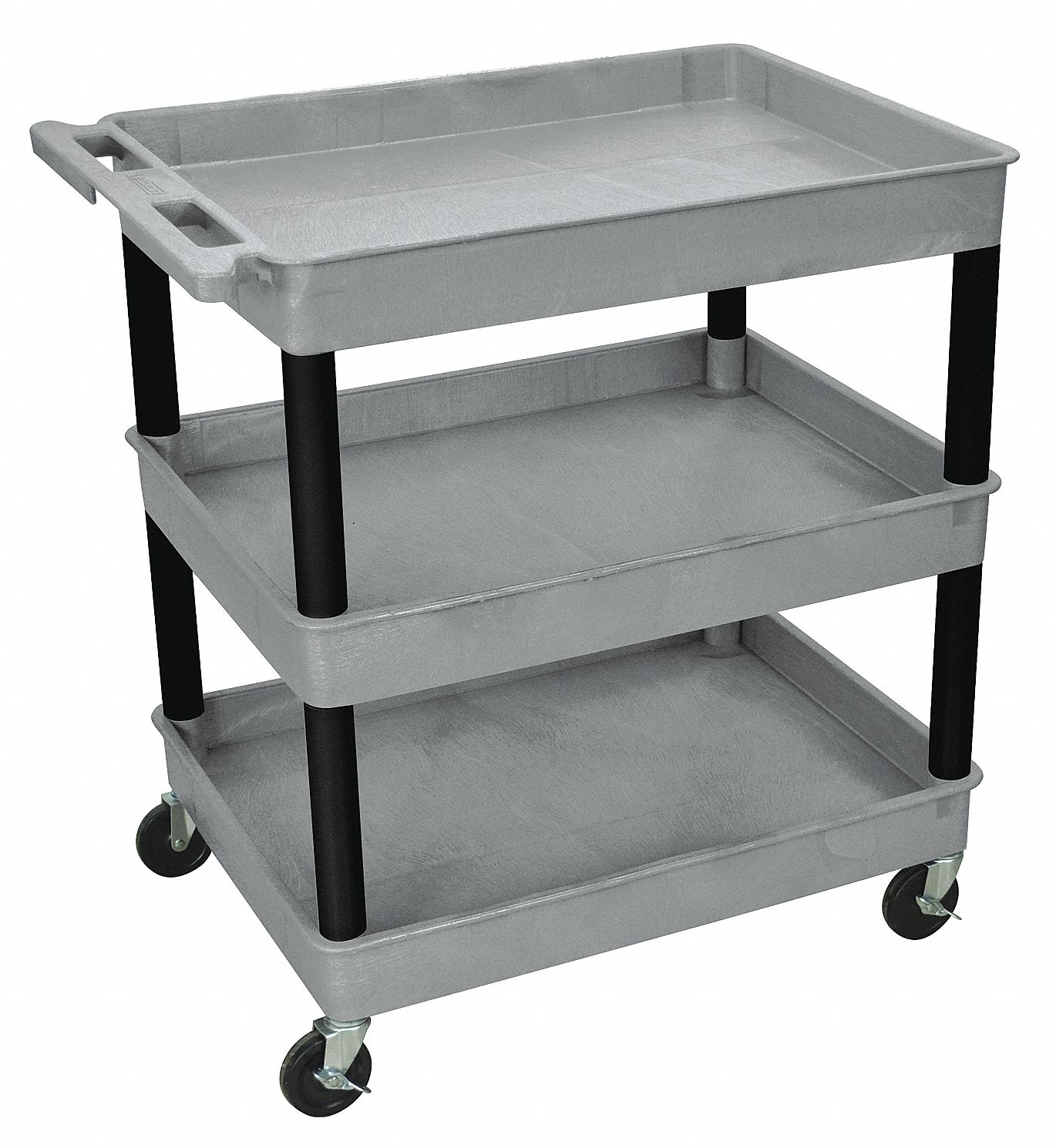 Flat Handle Utility Cart, 300 lb Load Capacity, Number of Shelves 3, 32 ...