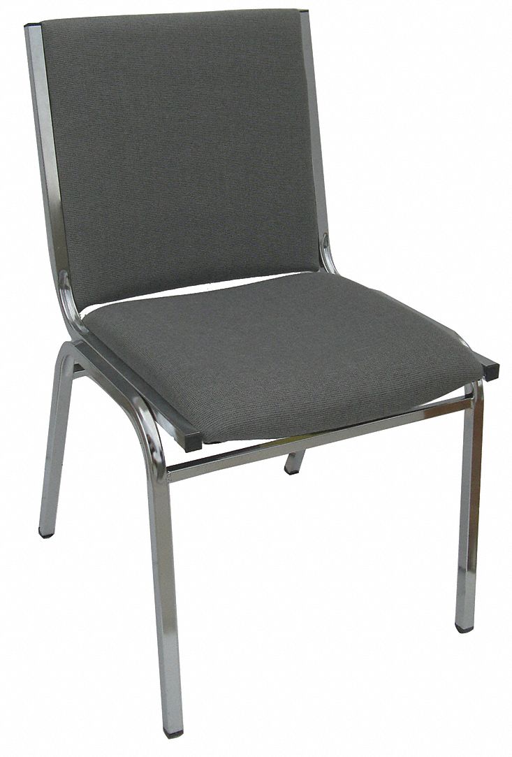 Chrome Steel Stacking Chair with Gray Seat Color, 1EA - Grainger