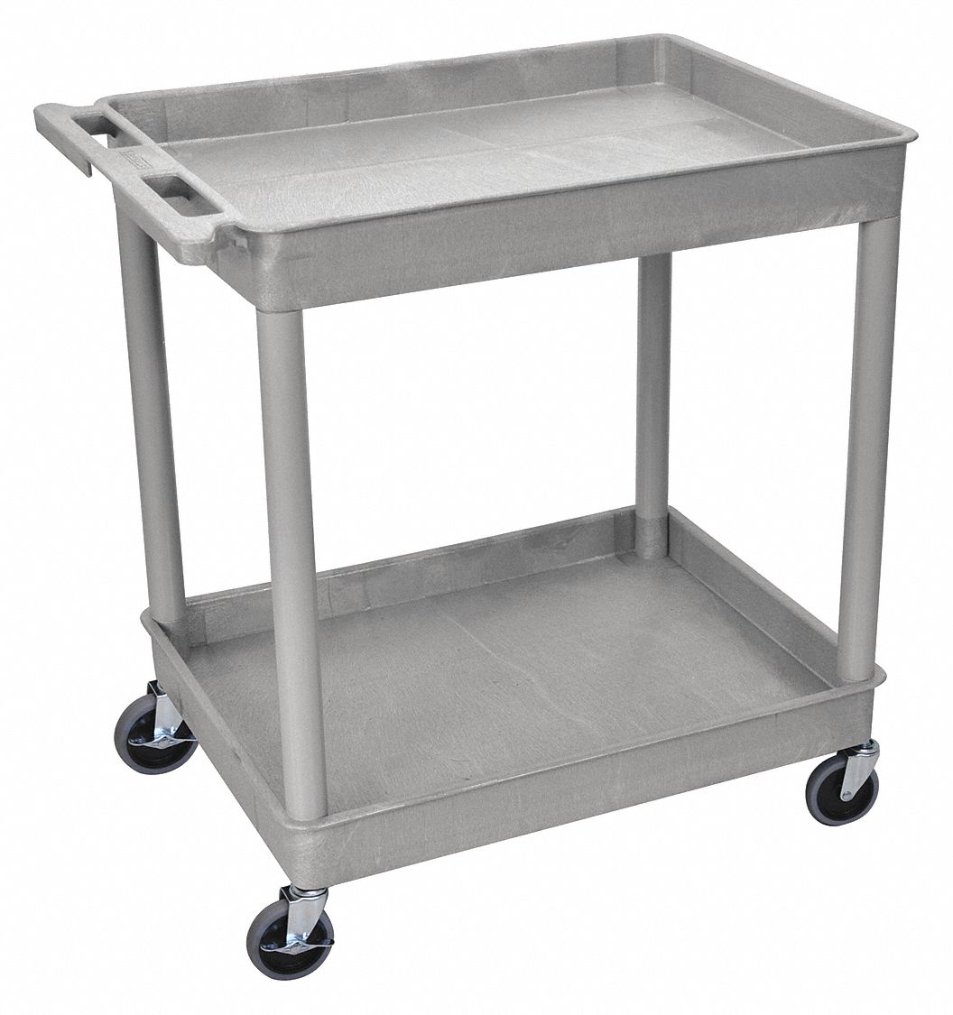 Flat Handle Utility Cart, 300 lb Load Capacity, Number of Shelves 2, 32 ...