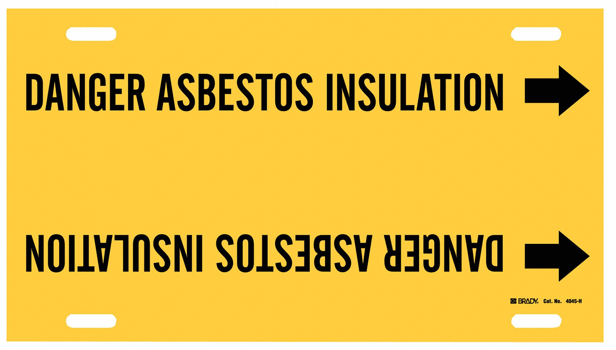 Danger Asbestos Insulation, Yellow, Pipe Marker - 9LF83|4045-H - Grainger