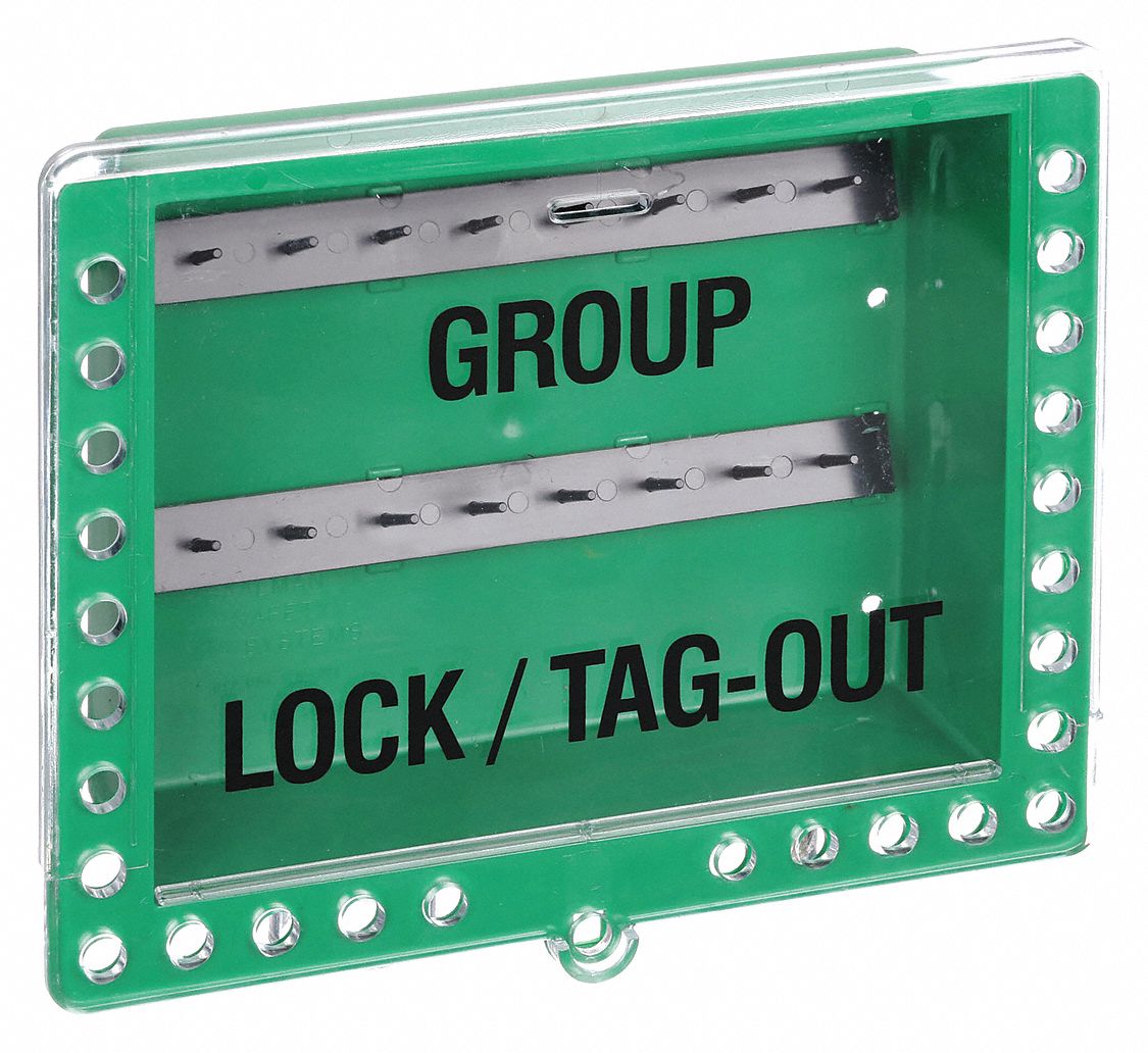 Green Plastic Group Lockout Box, Max. Number of Padlocks: 27, 10-1/2" x ...
