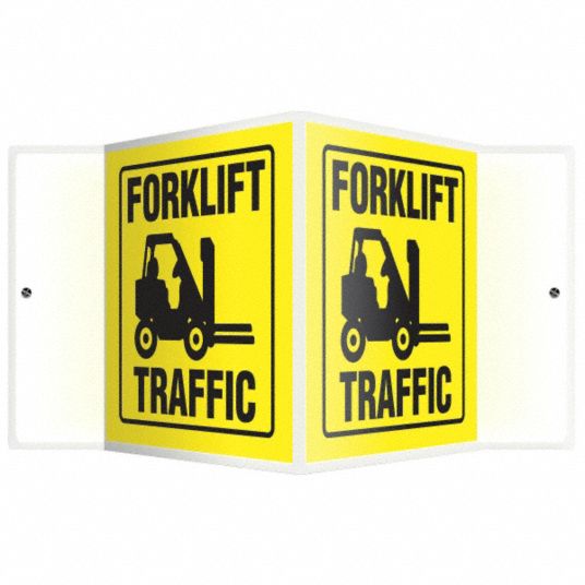 Plastic, V-Shape Projection Sign, 8-1/2" Width, 6" Height, Yellow ...